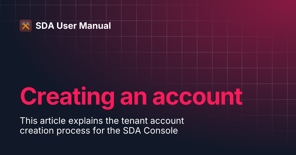Creating an account | SDA User Manual
