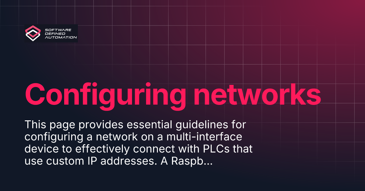 Configuring networks | SDA User Manual Configuring networks | SDA User Manual