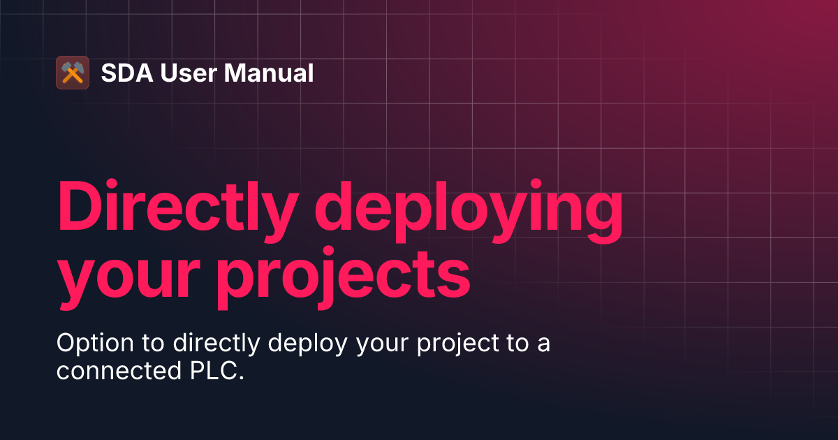 Directly deploying your projects | SDA User Manual